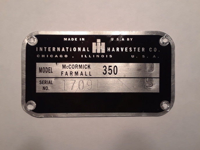 Serial number tag replacement? | Yesterday's Tractors Forums