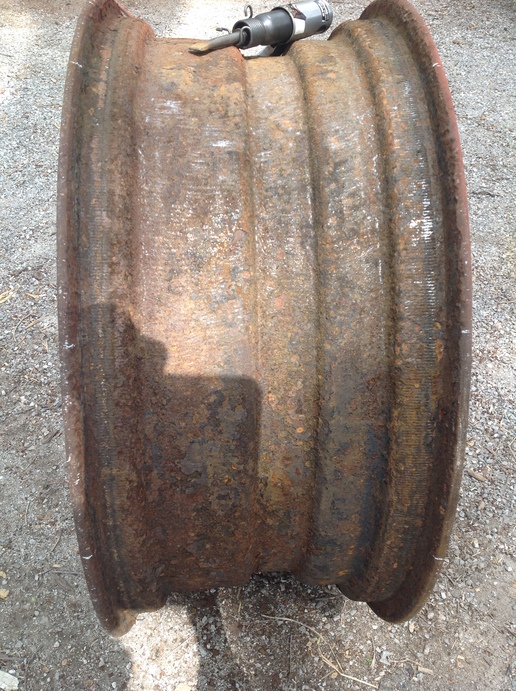 Removal of calcium chloride rust flaked surface of rim | Yesterday's ...